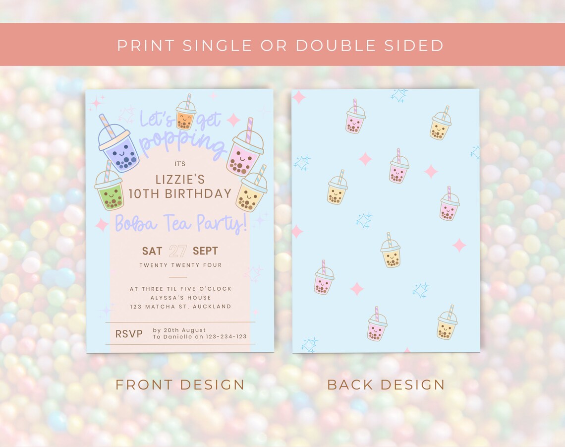 Boba Tea Birthday Party Invitation INSTANT DOWNLOAD Bubble Tea Party ...