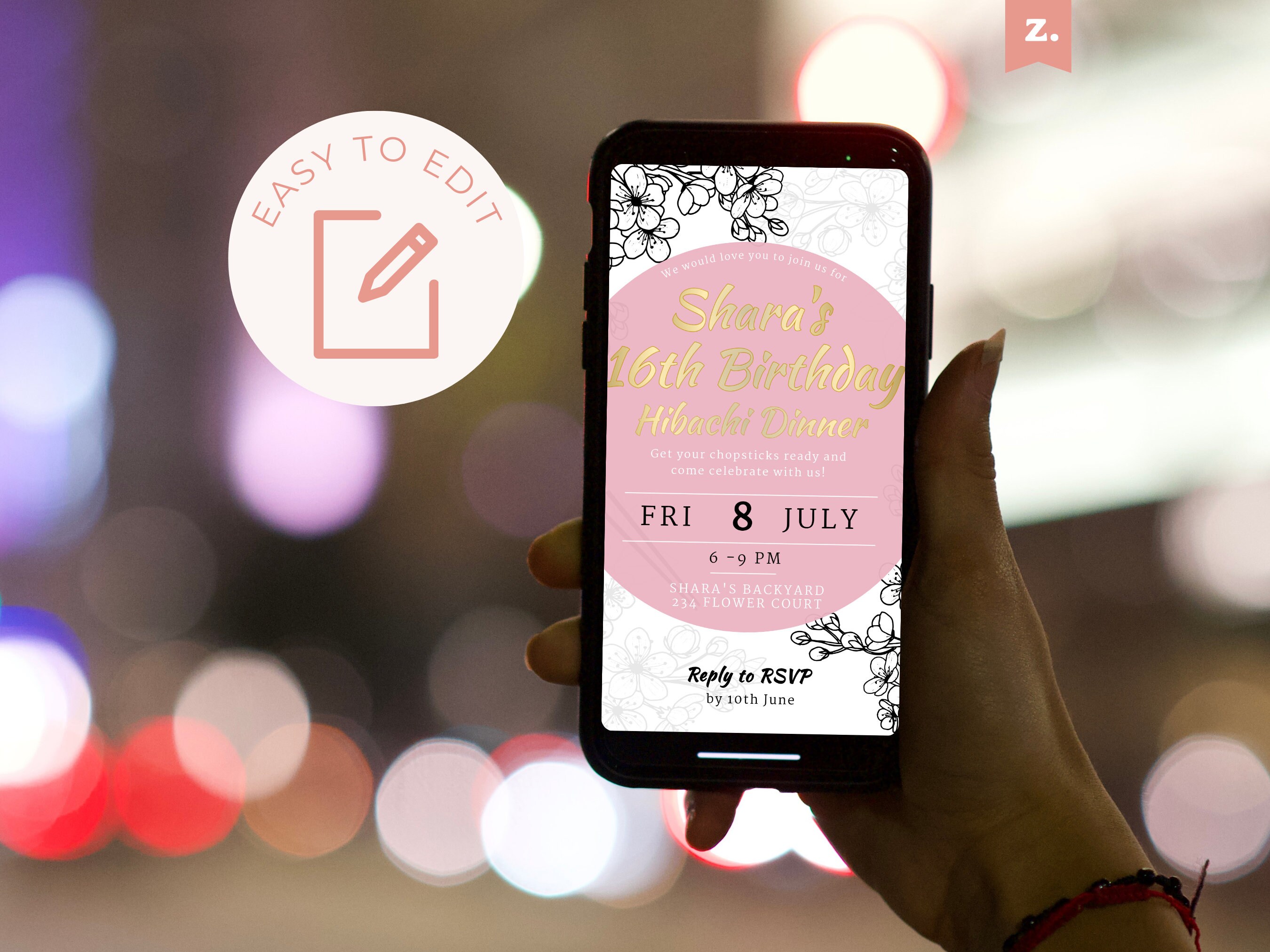 Japanese Hibachi Party Evite | INSTANT DOWNLOAD | Hibachi Birthday ...