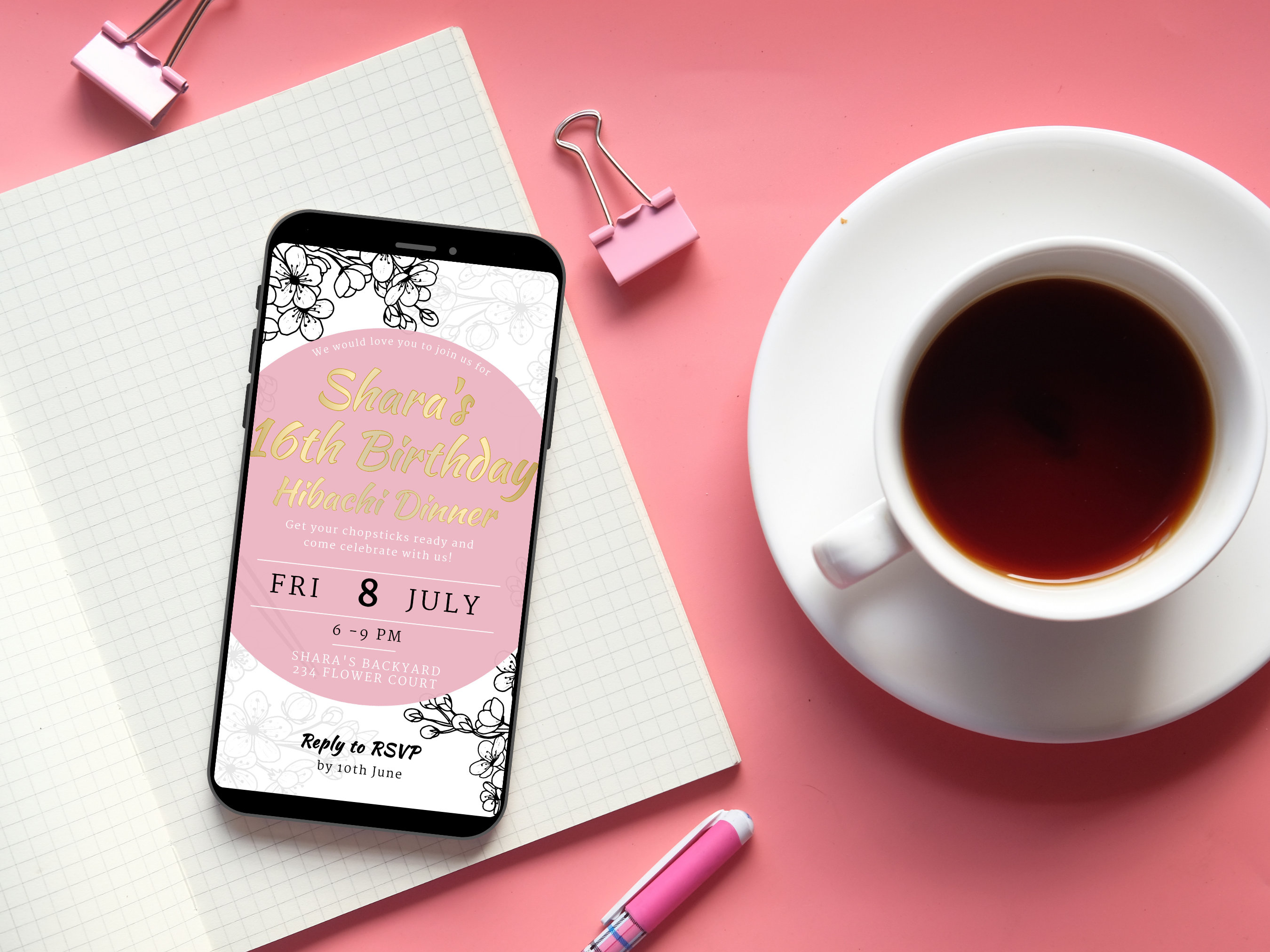 Japanese Hibachi Party Evite | INSTANT DOWNLOAD | Hibachi Birthday ...