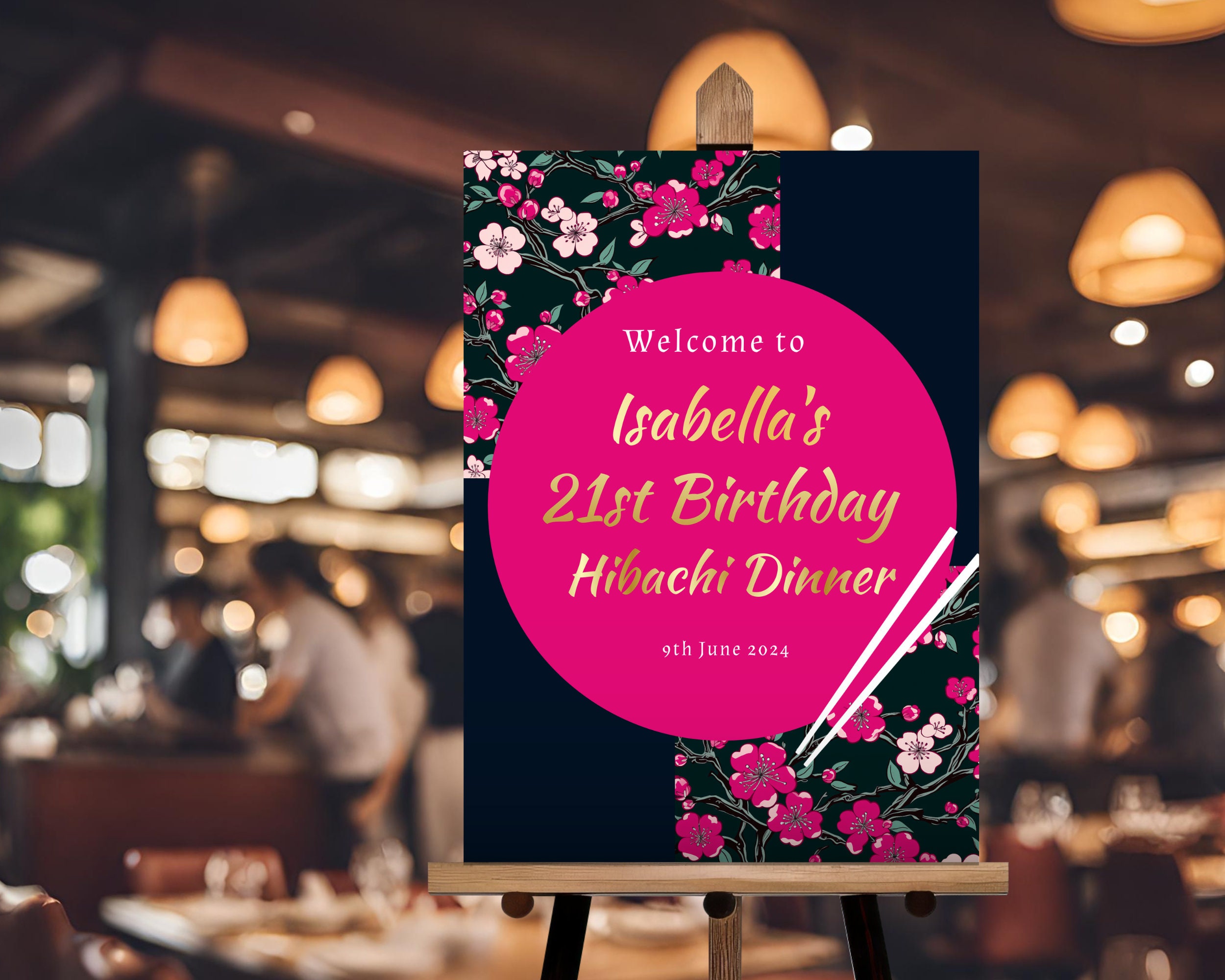 Pink Hibachi Birthday Welcome Sign | INSTANT DOWNLOAD | Hibachi Dinner ...