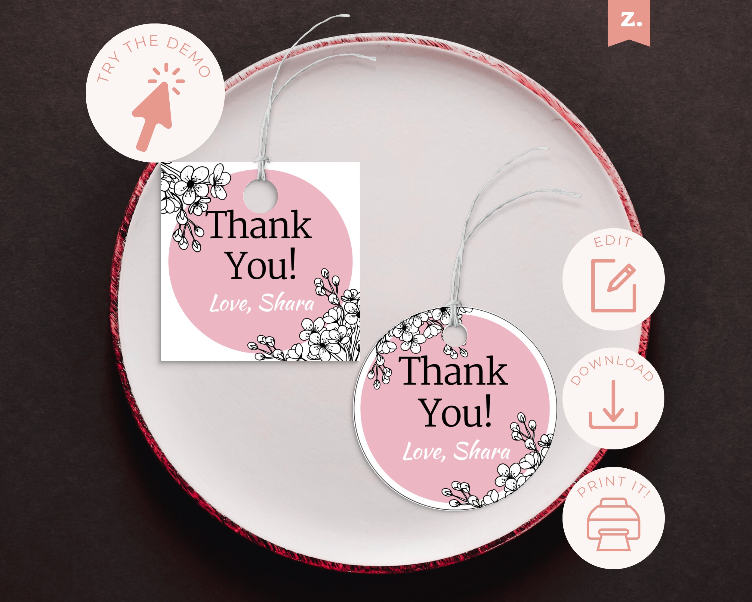 Japanese Thank You Tag | INSTANT DOWNLOAD | Hibachi Dinner Party Tag ...