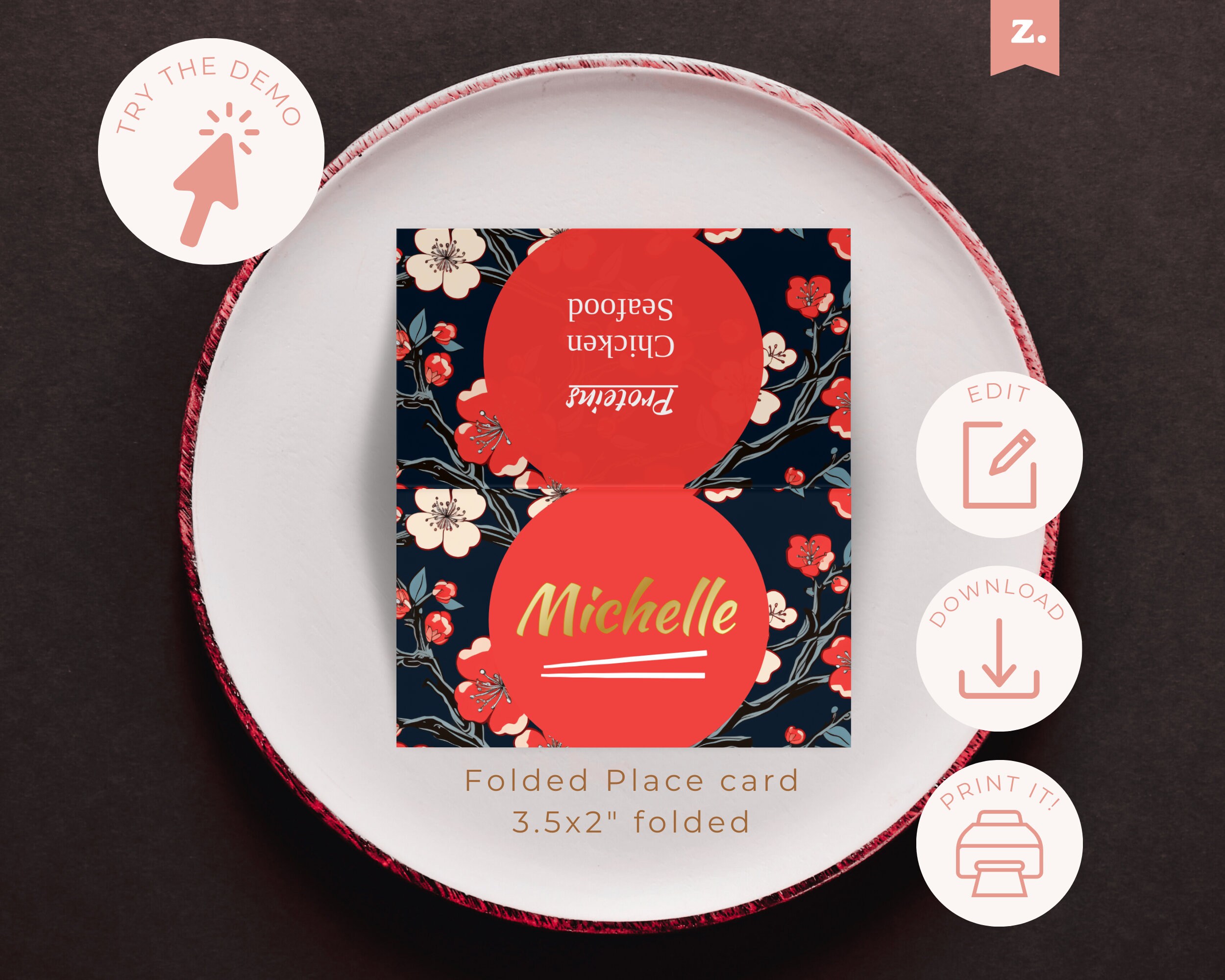 Hibachi Place Card | INSTANT DOWNLOAD | Hibachi Dinner Party Name Card ...