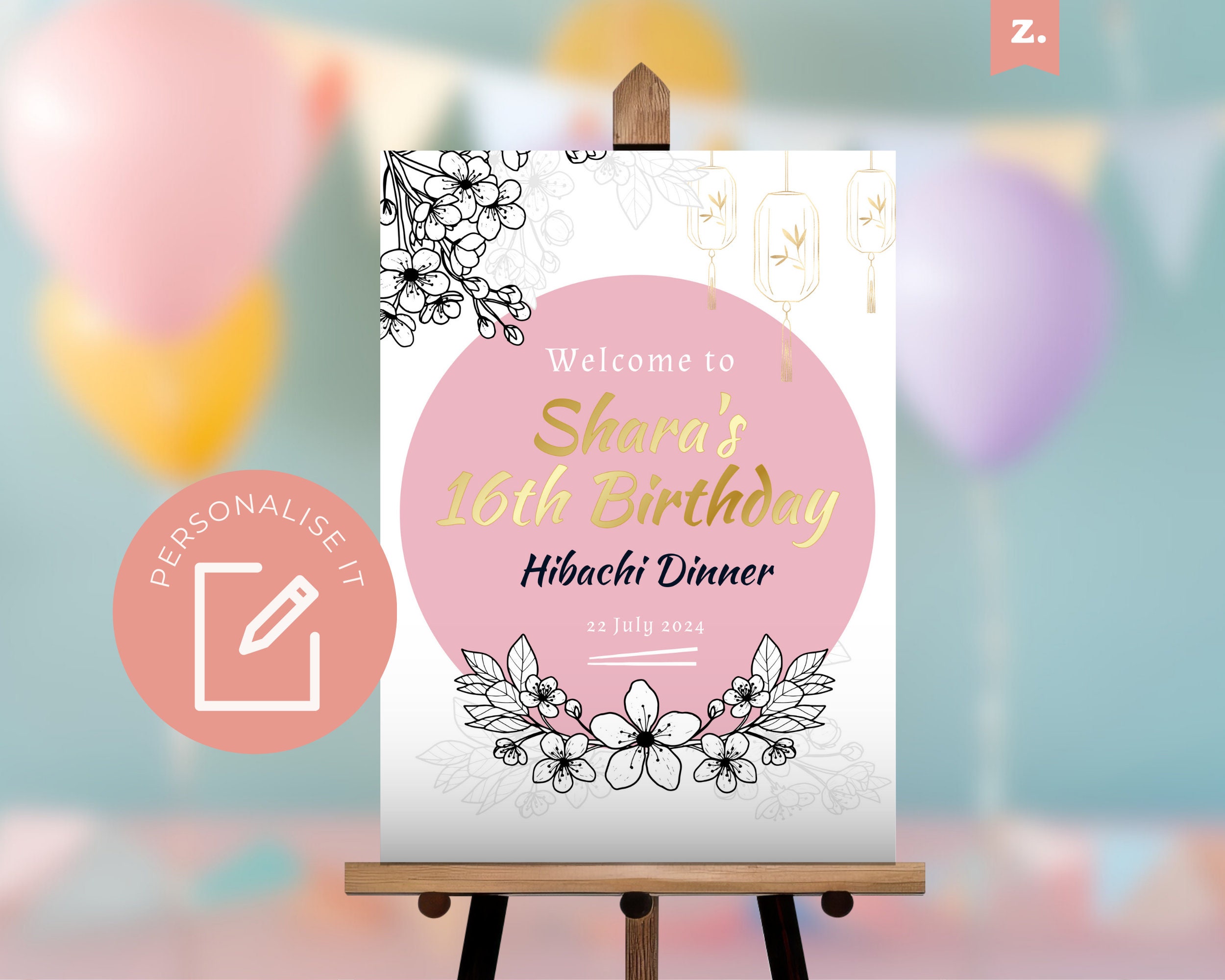 Japanese Birthday Welcome Sign | INSTANT DOWNLOAD | Hibachi Dinner ...