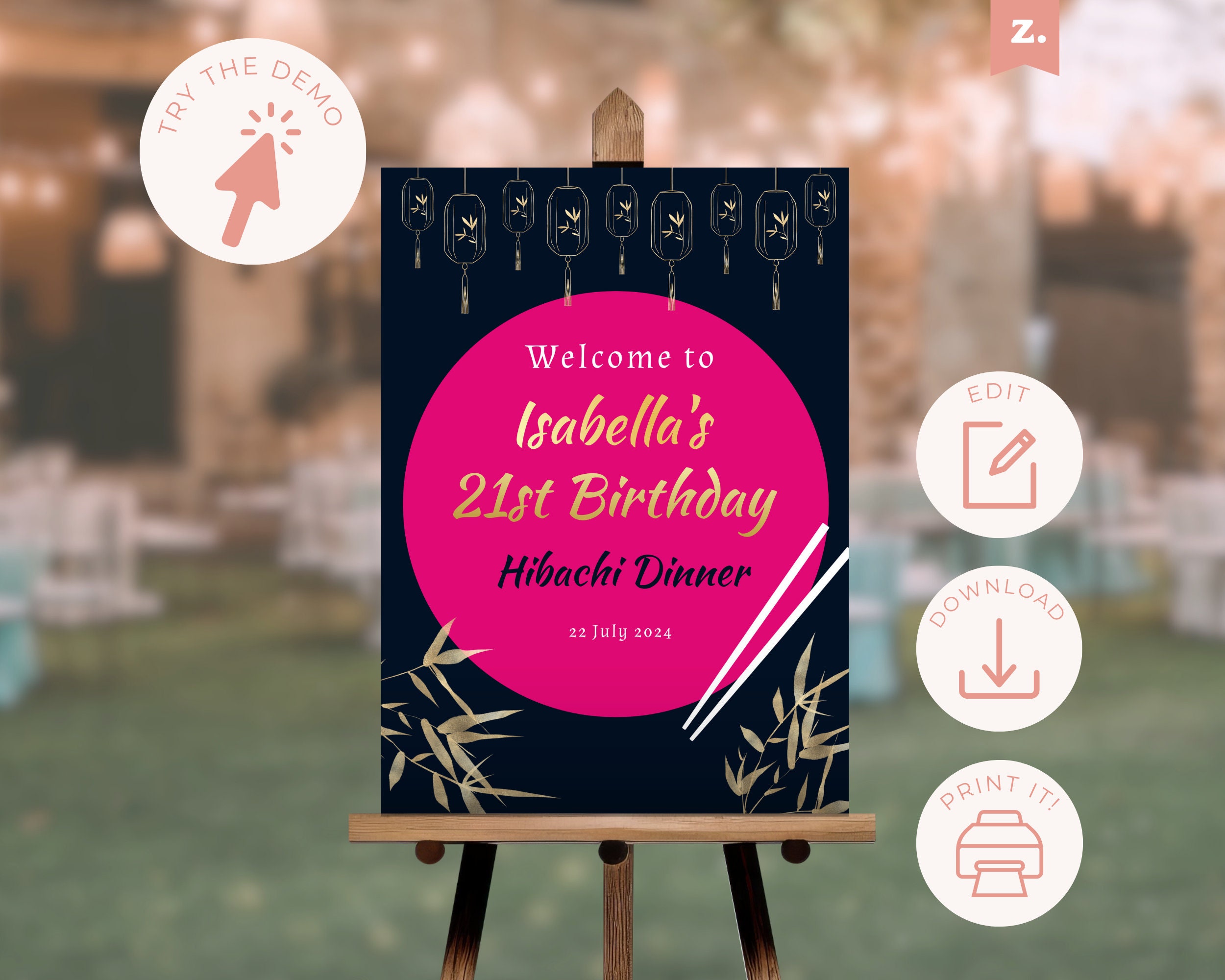 Welcome Sign Hibachi | INSTANT DOWNLOAD | Hibachi Dinner Party ...