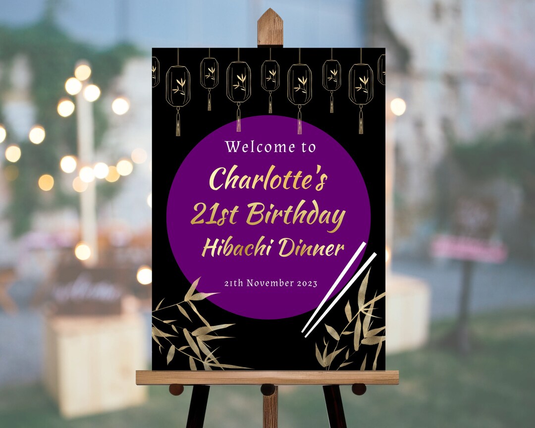 Hibachi Dinner Welcome Sign | INSTANT DOWNLOAD | Hibachi Birthday Party ...