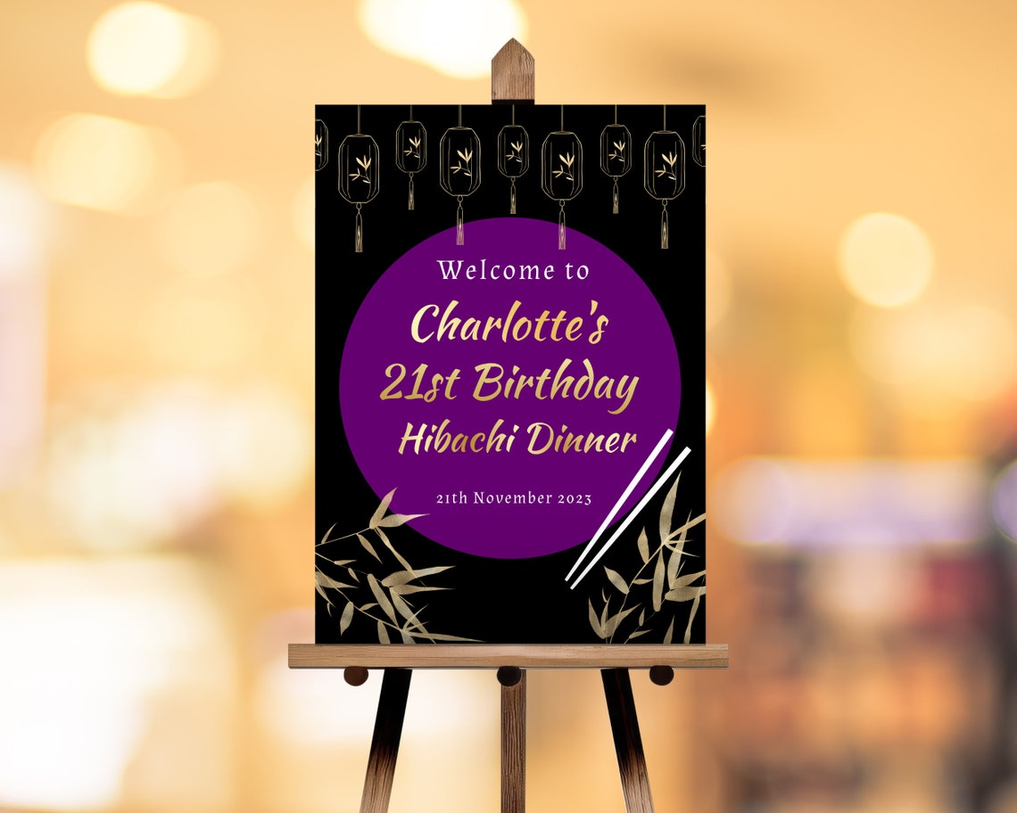 Hibachi Dinner Welcome Sign | INSTANT DOWNLOAD | Hibachi Birthday Party ...