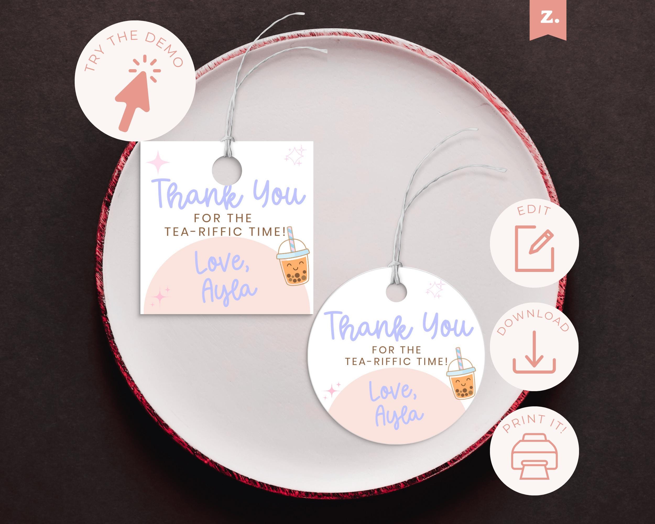 Boba Tea Party Thank You Tag | INSTANT DOWNLOAD | Bubble Tea Party ...