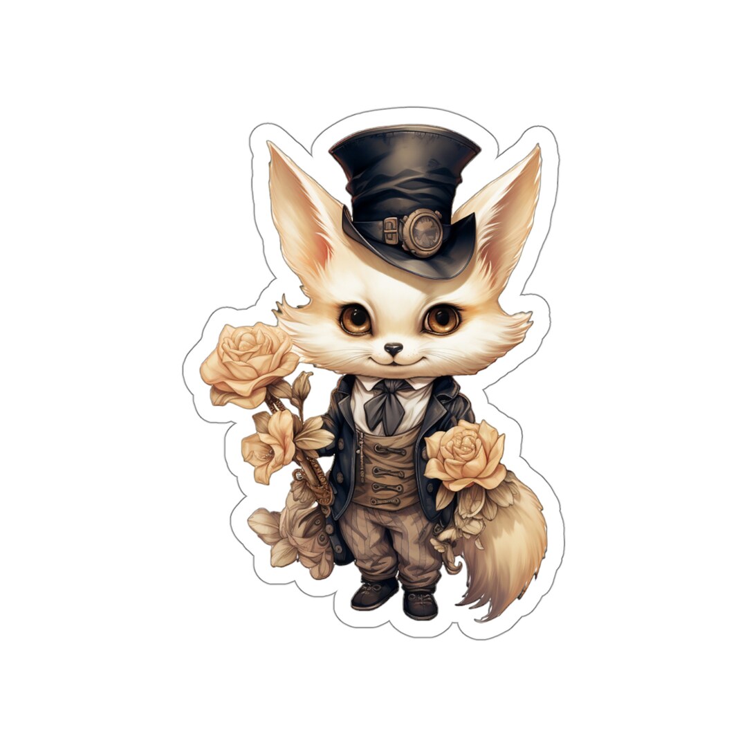 Cute Steampunk Fennec Fox With Flowers Vinyl Kiss-cut Stickers - Etsy