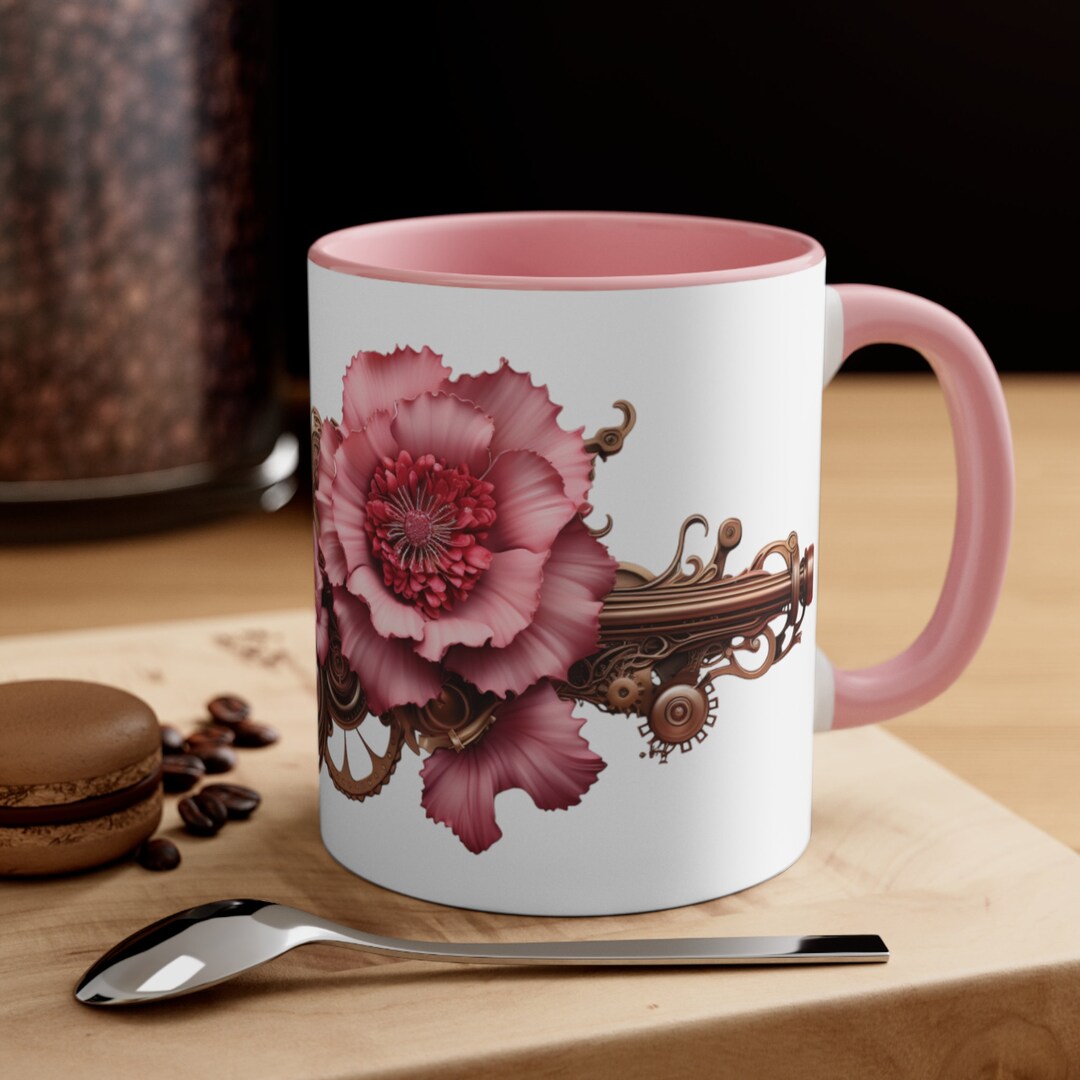 Stylized Steampunk Carnation Accent Coffee Mug, 11oz - Etsy