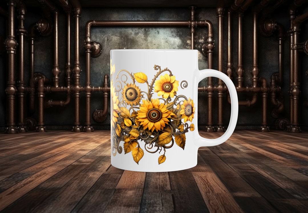 Stylized Steampunk Sunflowers Ceramic Mug 11oz - Etsy