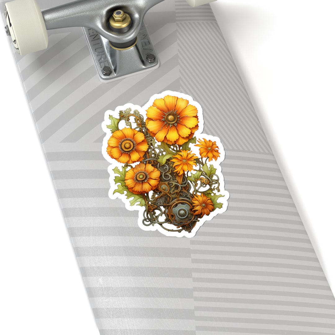 Stylized Steampunk Marigolds Vinyl Kiss-cut Stickers - Etsy