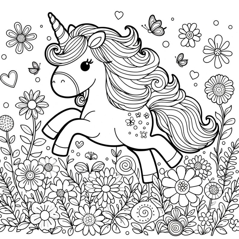 30 Cute Enchanted Unicorn Coloring Pages, Mystical Animal Coloring ...