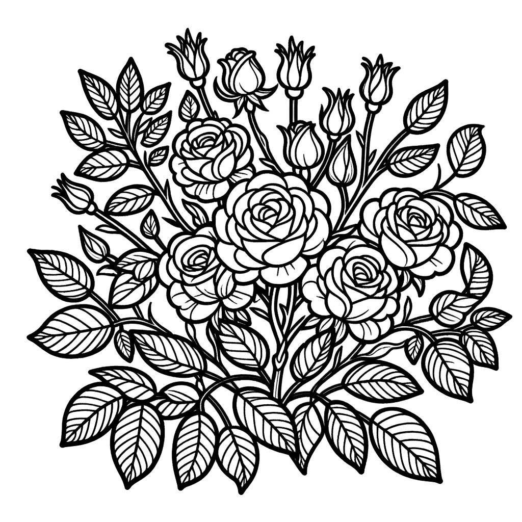 5 Rose Coloring Pages, Valentines Day Coloring, Flower Coloring Page ...