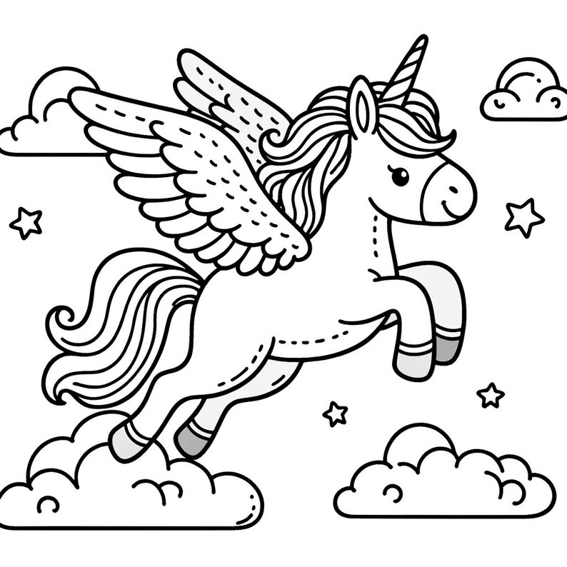 20 Cute Enchanted Unicorn Coloring Pages, Mystical Animal Coloring ...
