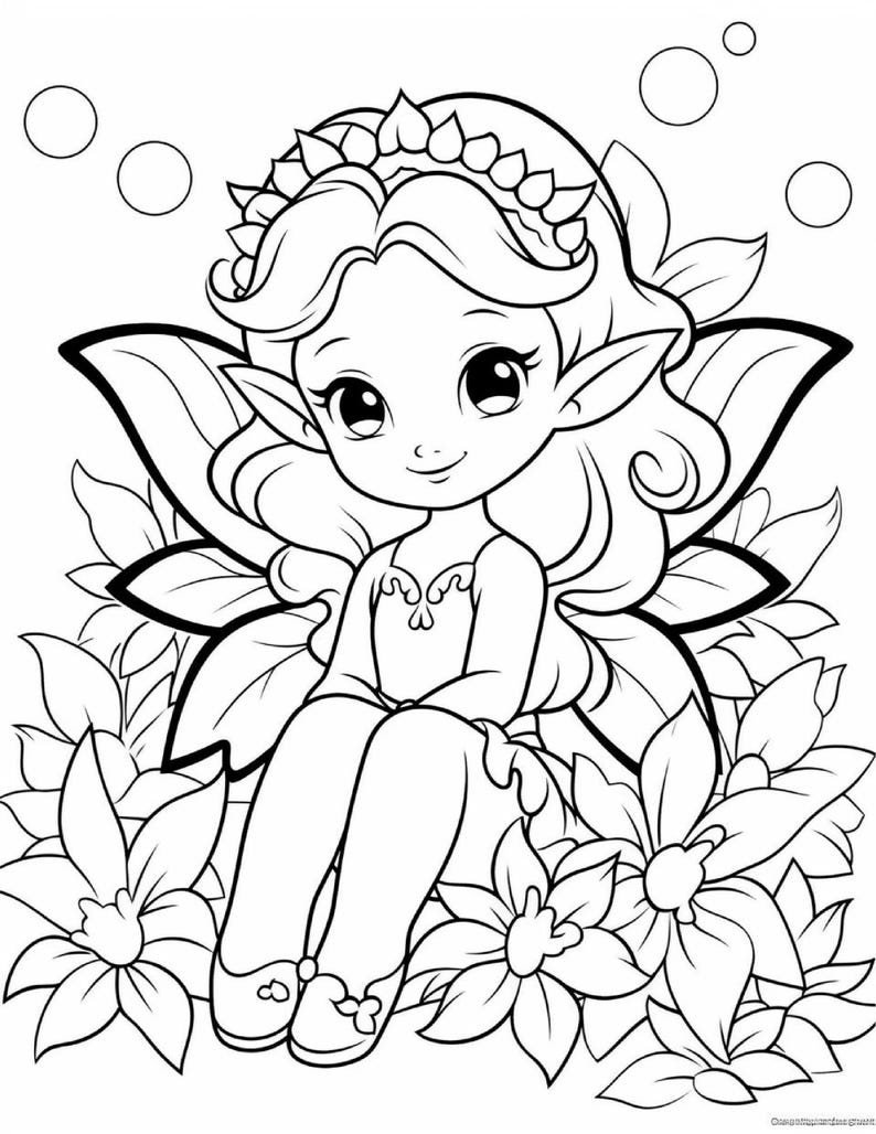 5 Fairy Coloring Pages, Enchanted Fairy Coloring Page, Fantasy Fairy ...