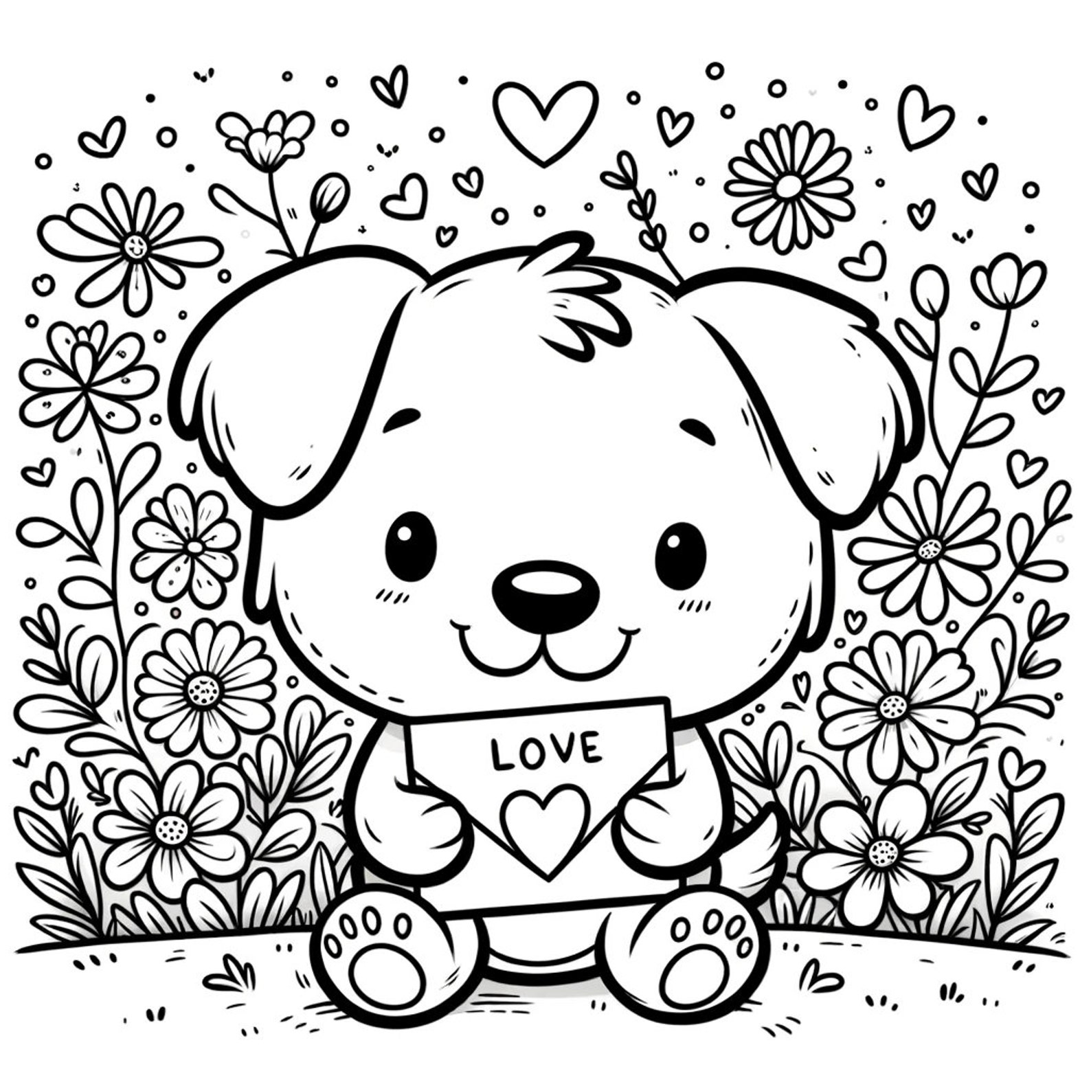 30 Valentine Dog Themed Coloring Pages, 30 Cute Love Coloring Pages ...