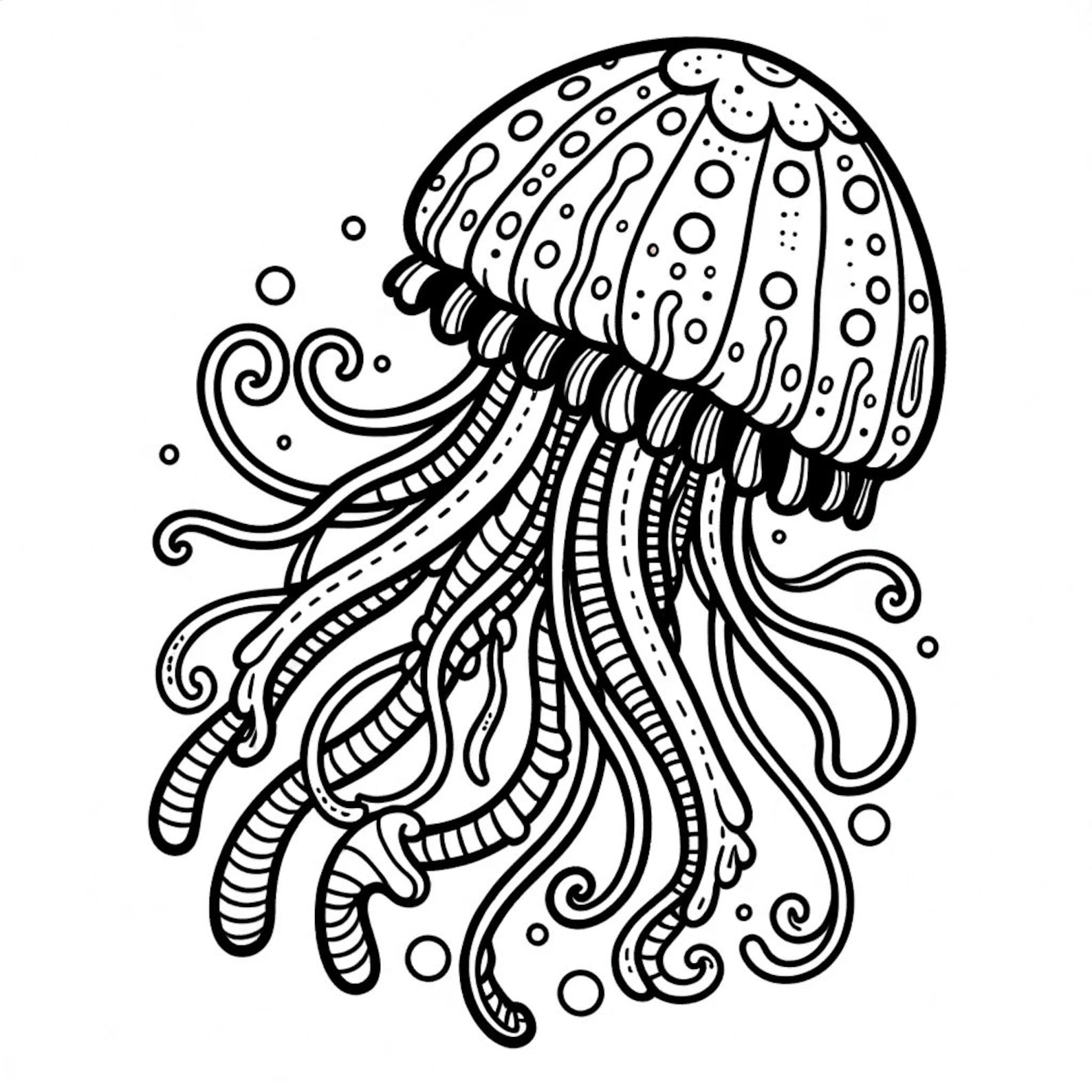 5 Cute Jellyfish Coloring Pages, Marine Life Coloring, Jellyfish ...