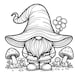 10 Gnome Coloring Pages, Enchanted Gnome Coloring Page, Fantasy Gnome ...