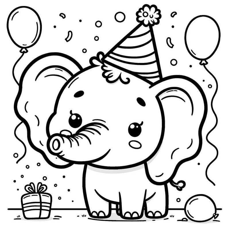 5 Cute Elephant Coloring Page - Kids Animal Coloring Page, Elephant ...