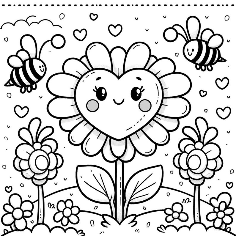 5 Valentines Day Coloring Pages, 5 Cute Love Coloring Pages, Cute Kids ...