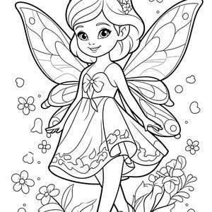 5 Fairy Coloring Pages, Enchanted Fairy Coloring Page, Fantasy Fairy ...