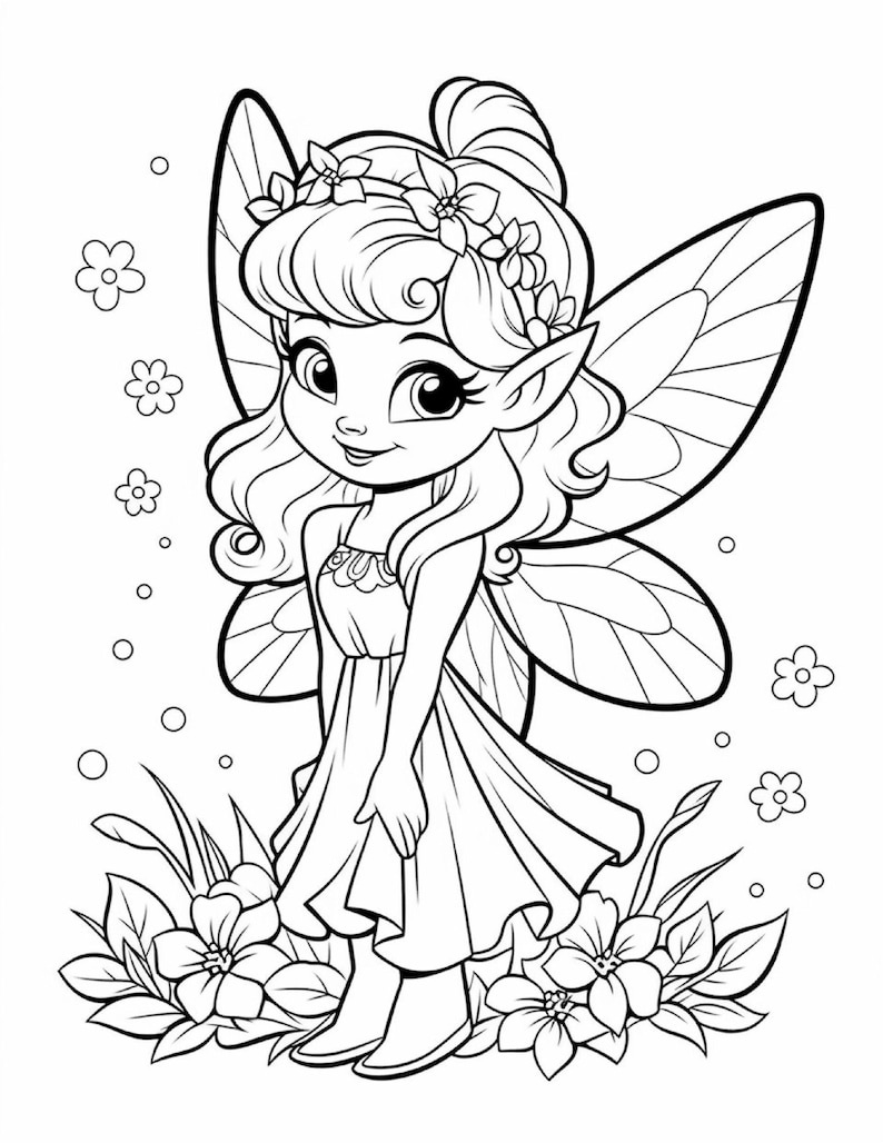 5 Fairy Coloring Pages, Enchanted Fairy Coloring Page, Fantasy Fairy ...