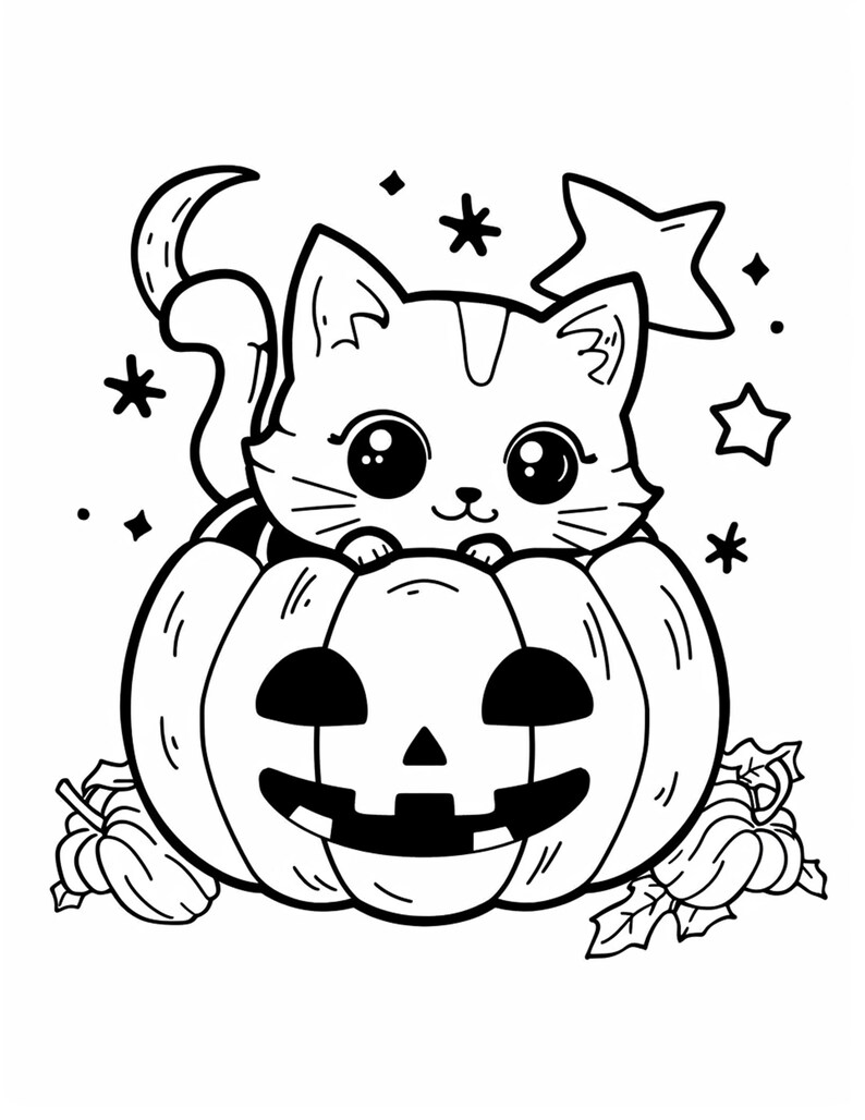 5 Cute Halloween Theme Coloring Pages, Halloween Coloring, Pumpkin ...