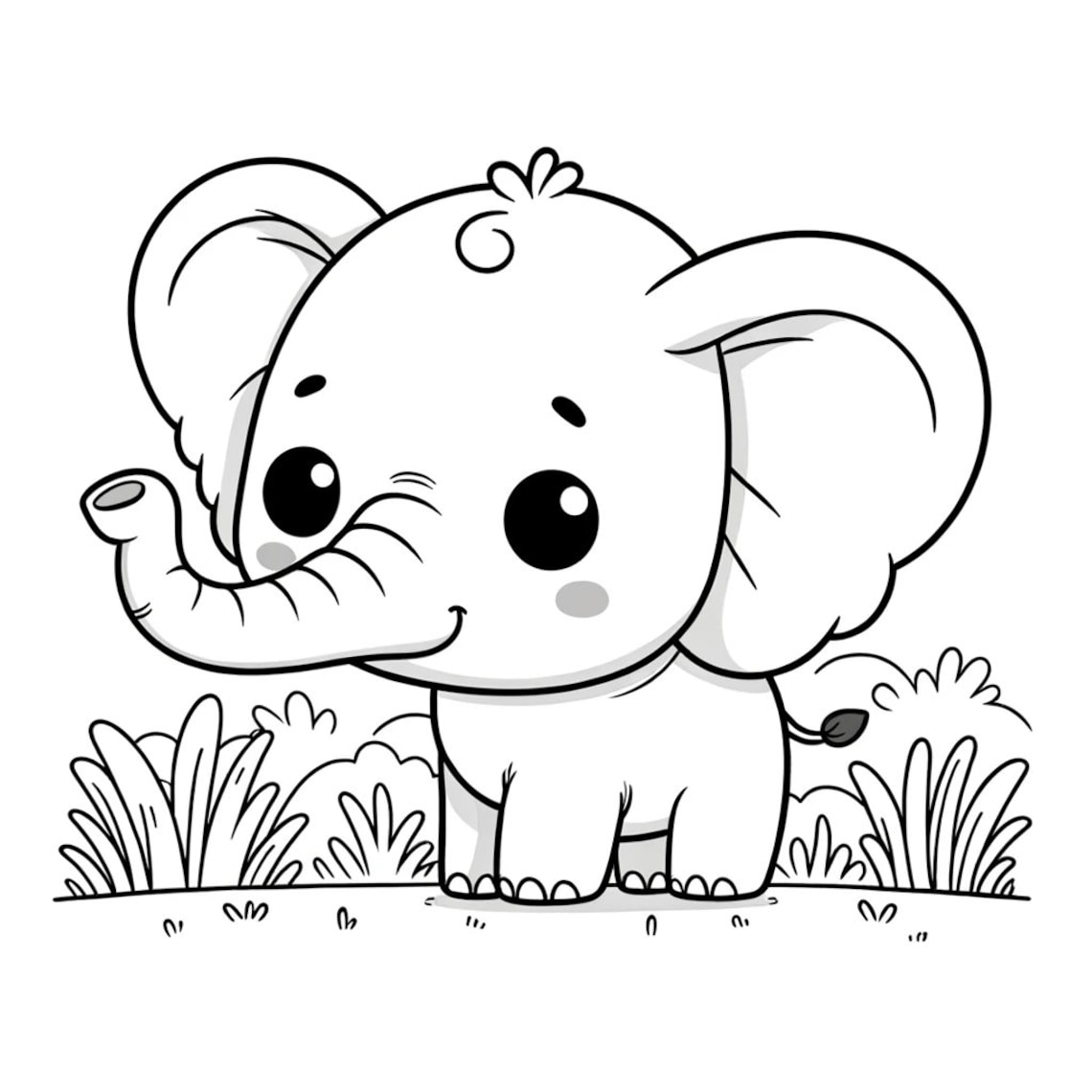 5 Cute Elephant Coloring Page - Kids Animal Coloring Page, Elephant ...