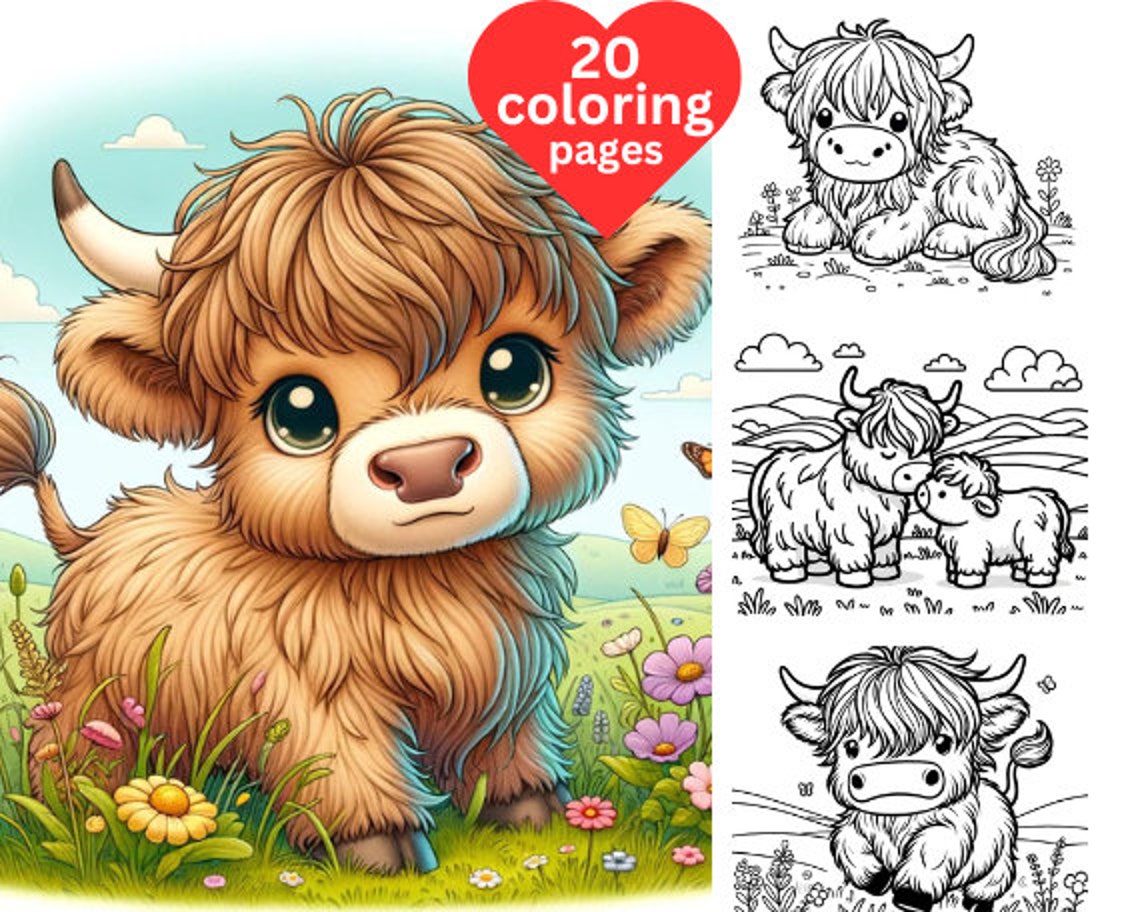 20 Highland Cow Coloring Pages, Cow Coloring Pages, Highland Cows, Cute ...