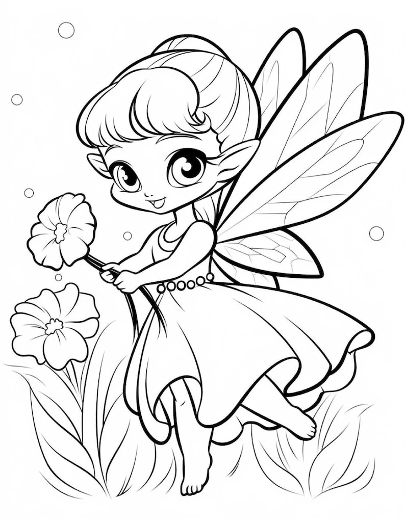 5 Fairy Coloring Pages, Enchanted Fairy Coloring Page, Fantasy Fairy ...