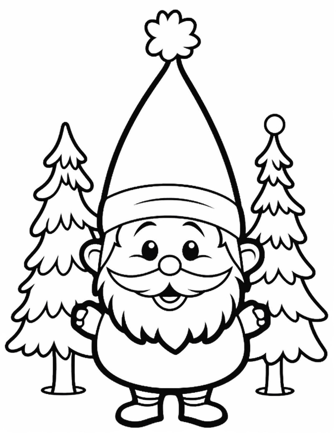 5 Christmas Gnome Coloring Pages, Kids Christmas Coloring, Enchanted ...