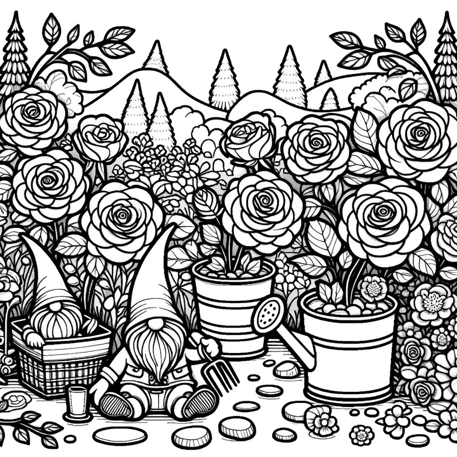 5 Rose Coloring Pages, Valentines Day Coloring, Flower Coloring Page ...