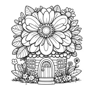 20 Flower House Coloring Pages, Flower Houses, Fairy Flower Houses ...