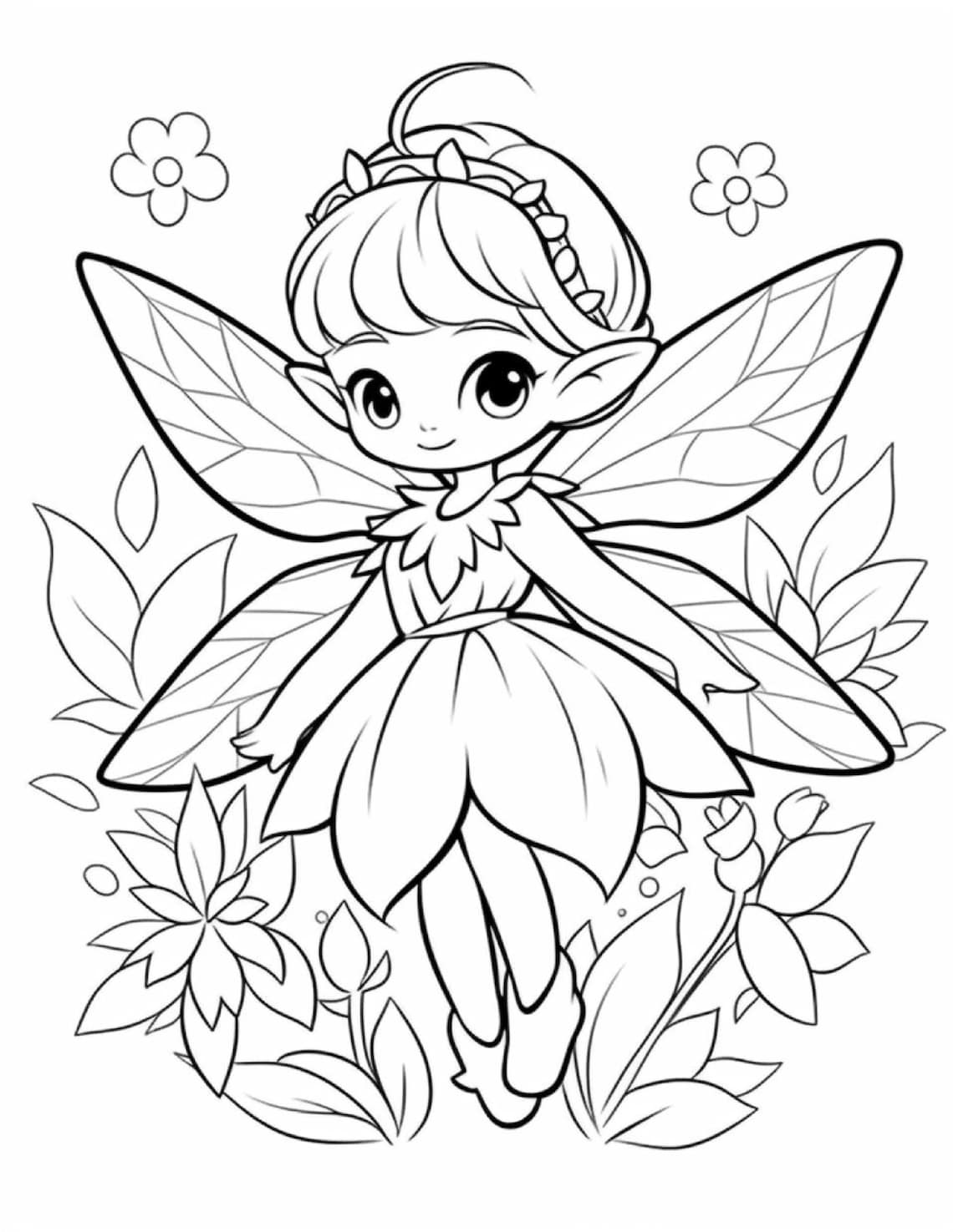 5 Fairy Coloring Pages, Enchanted Fairy Coloring Page, Fantasy Fairy ...