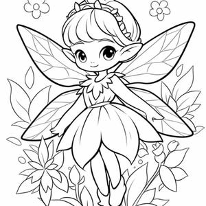 5 Fairy Coloring Pages, Enchanted Fairy Coloring Page, Fantasy Fairy ...