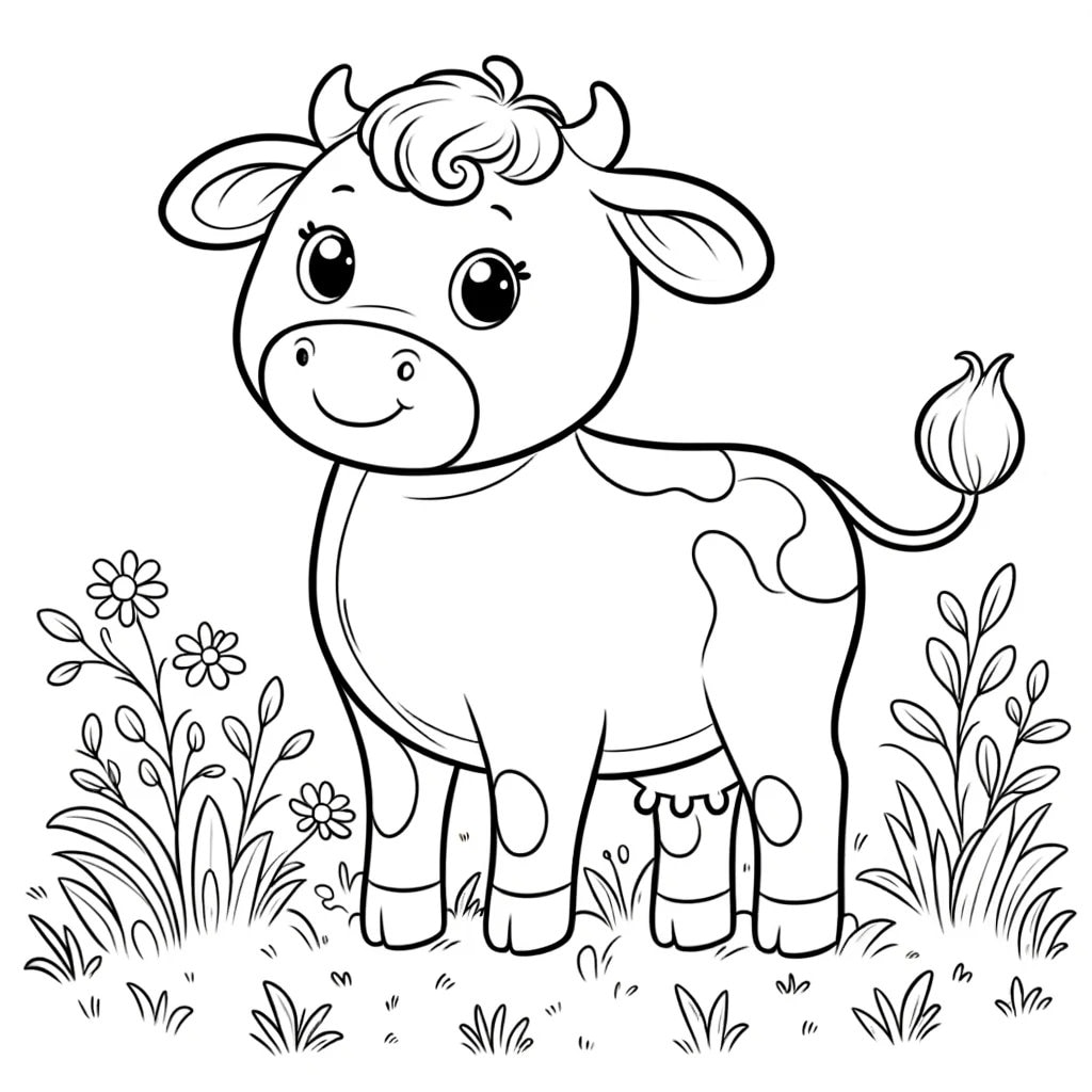 5 Cow Coloring Page- Animal Coloring Page, Farm Coloring Pages Digital ...