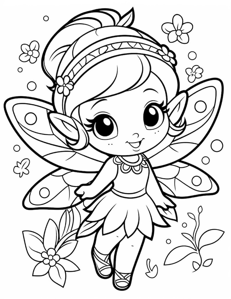 5 Fairy Coloring Pages, Enchanted Fairy Coloring Page, Fantasy Fairy ...