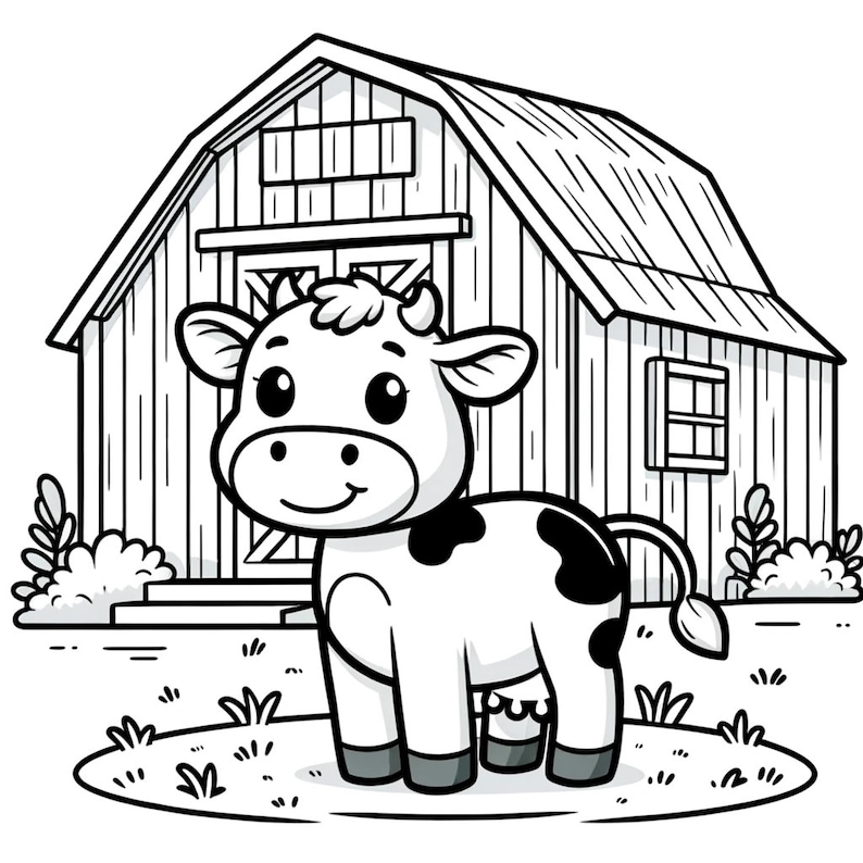 10 Cow Coloring Page- Animal Coloring Page, Farm Coloring Pages Digital ...