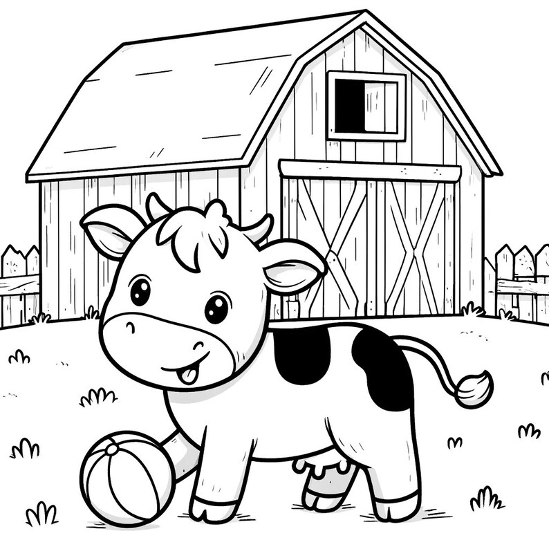 10 Cow Coloring Page- Animal Coloring Page, Farm Coloring Pages Digital ...