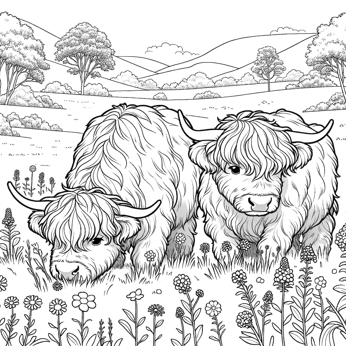 5 Highland Cow Coloring Pages, Cow Coloring Pages, Highland Cows, Cute ...