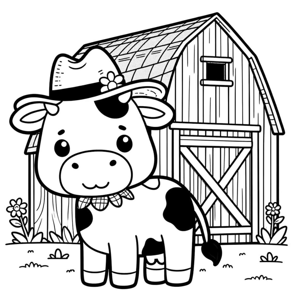 5 Cow Coloring Page- Animal Coloring Page, Farm Coloring Pages Digital ...
