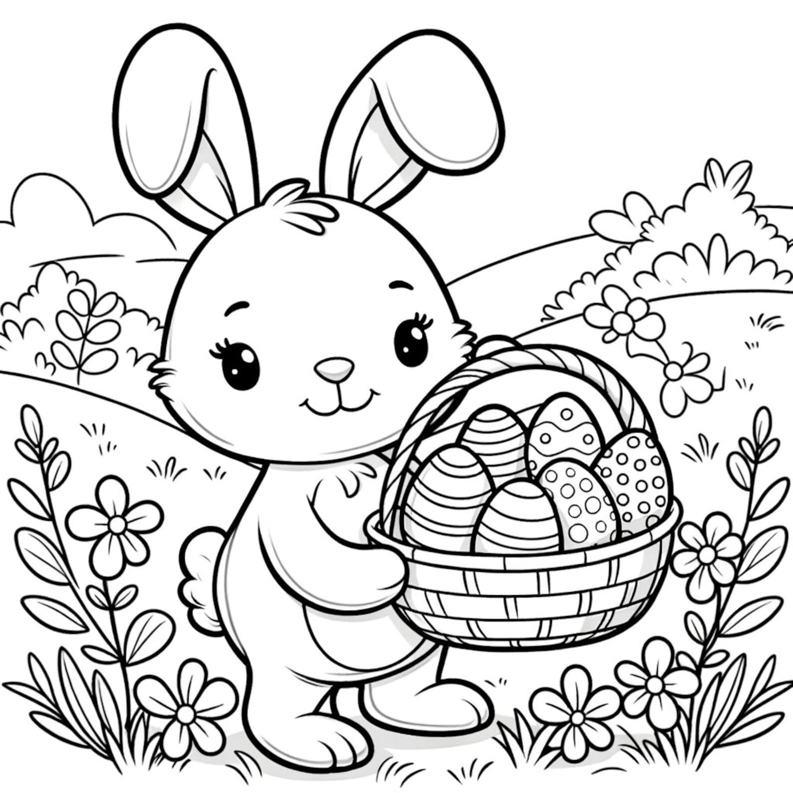 20 Easter Coloring Pages, Easter Coloring Bundle, Easter Bunny Coloring ...