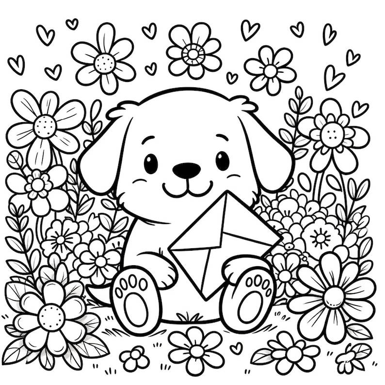 30 Valentine Dog Themed Coloring Pages, 30 Cute Love Coloring Pages ...