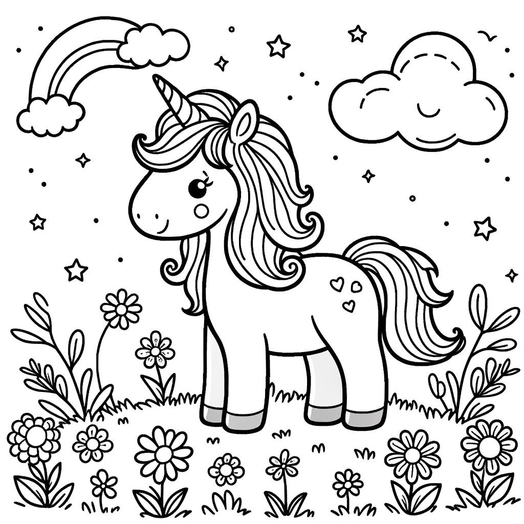 5 Cute Enchanted Unicorn Coloring Pages, Mystical Animal Coloring ...