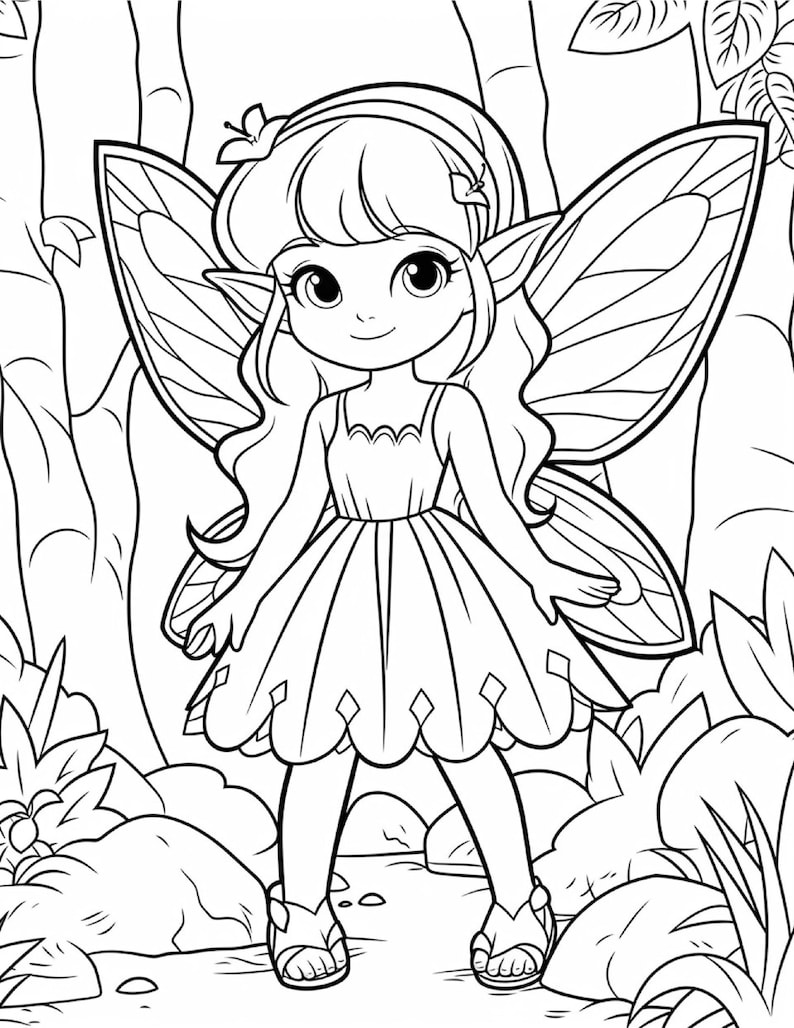 5 Fairy Coloring Pages, Enchanted Fairy Coloring Page, Fantasy Fairy ...