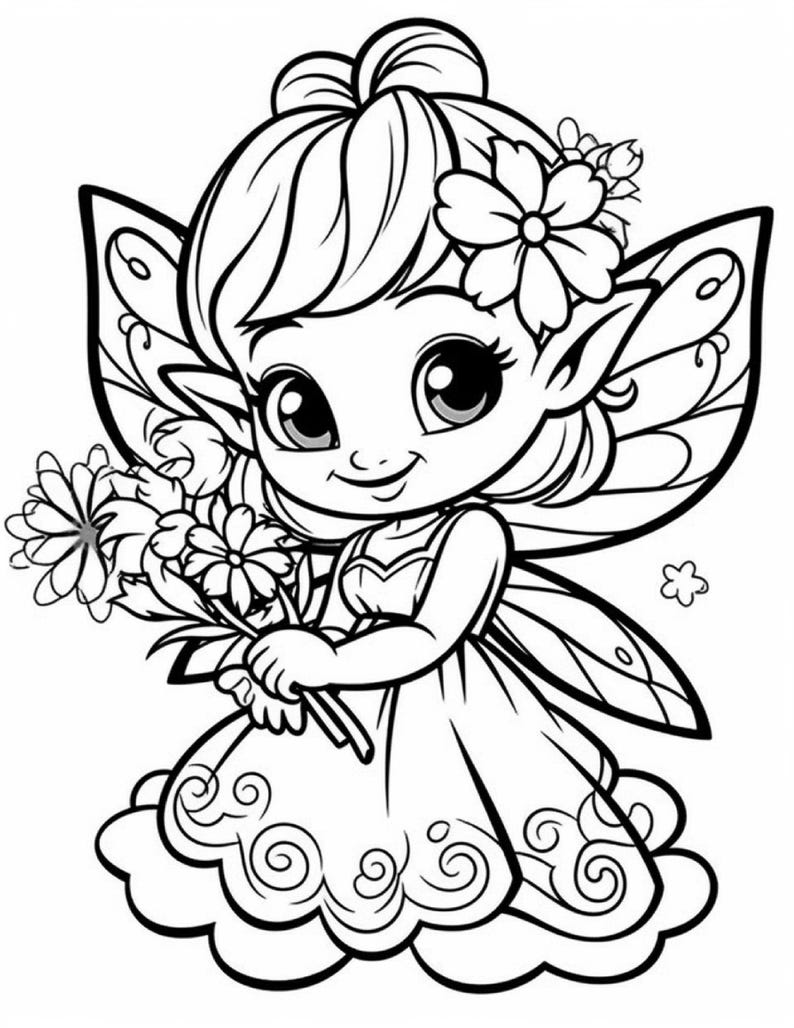5 Fairy Coloring Pages, Enchanted Fairy Coloring Page, Fantasy Fairy ...