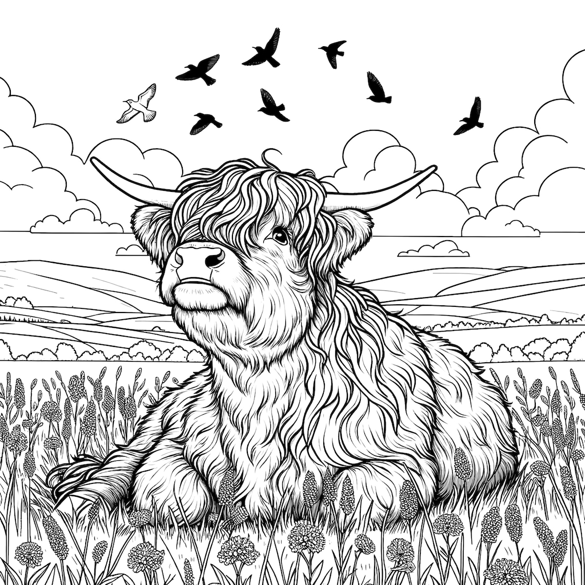 5 Highland Cow Coloring Pages, Cow Coloring Pages, Highland Cows, Cute ...