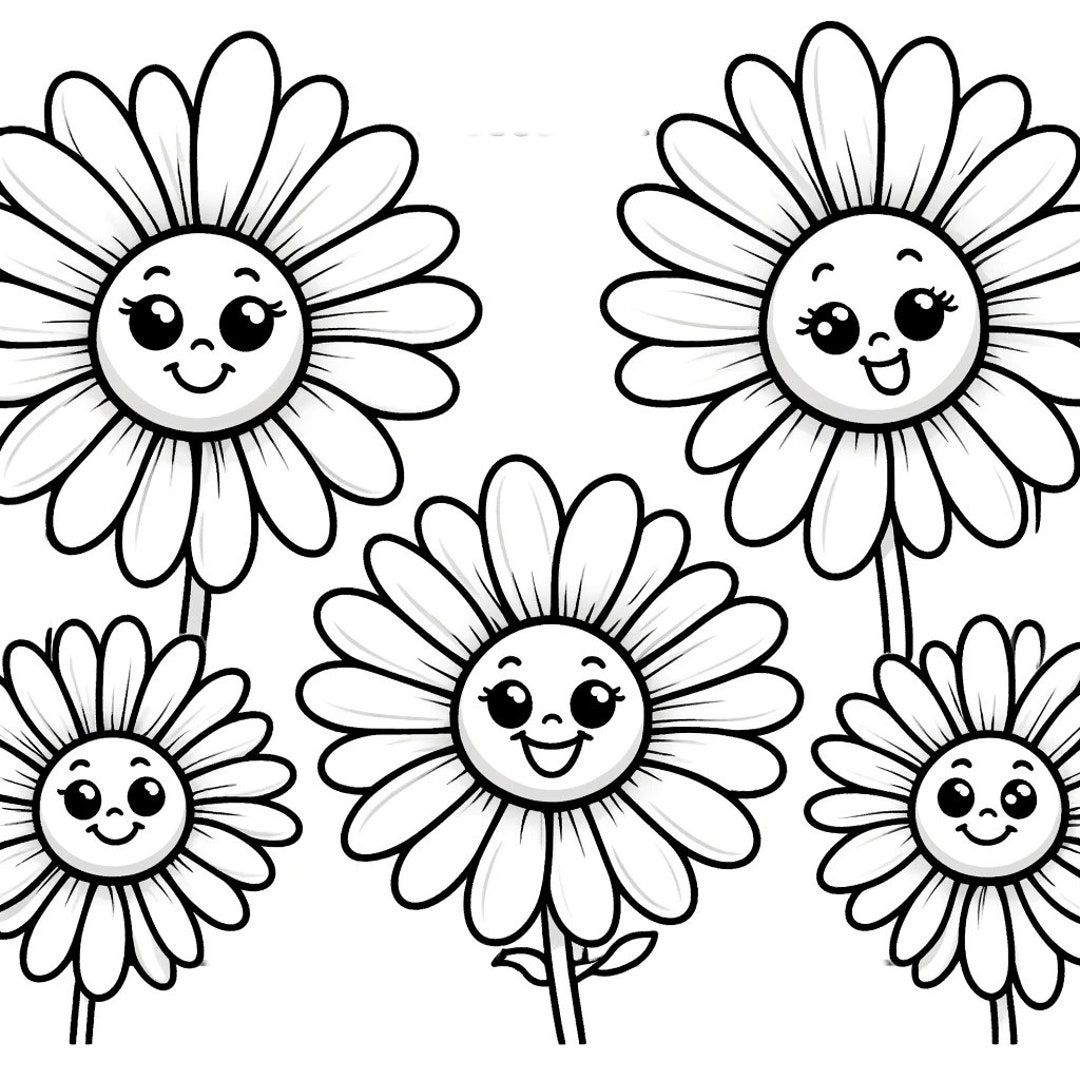 5 Daisy Coloring Pages, Flower Coloring Pages, Cute Flowers, Flowers ...