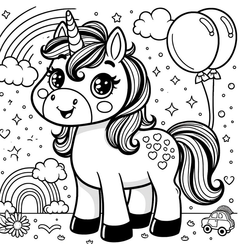 5 Cute Enchanted Unicorn Coloring Pages, Mystical Animal Coloring ...