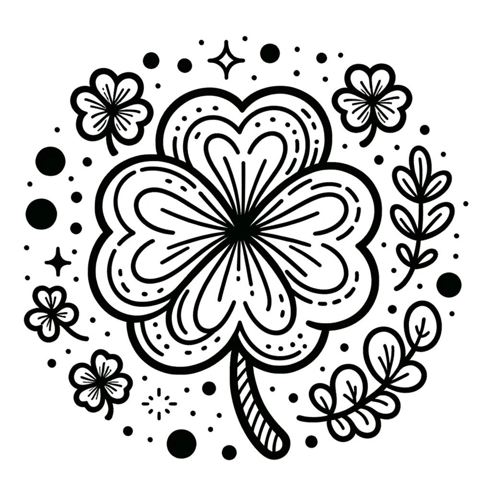 5 ST Patrick's Day Coloring Pages, Four Leaf Clover Coloring, Pot of ...